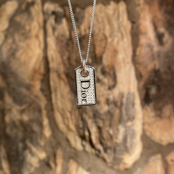 Dior | Jewelry | Dior Crystal Dog Tag Necklace | Poshmark